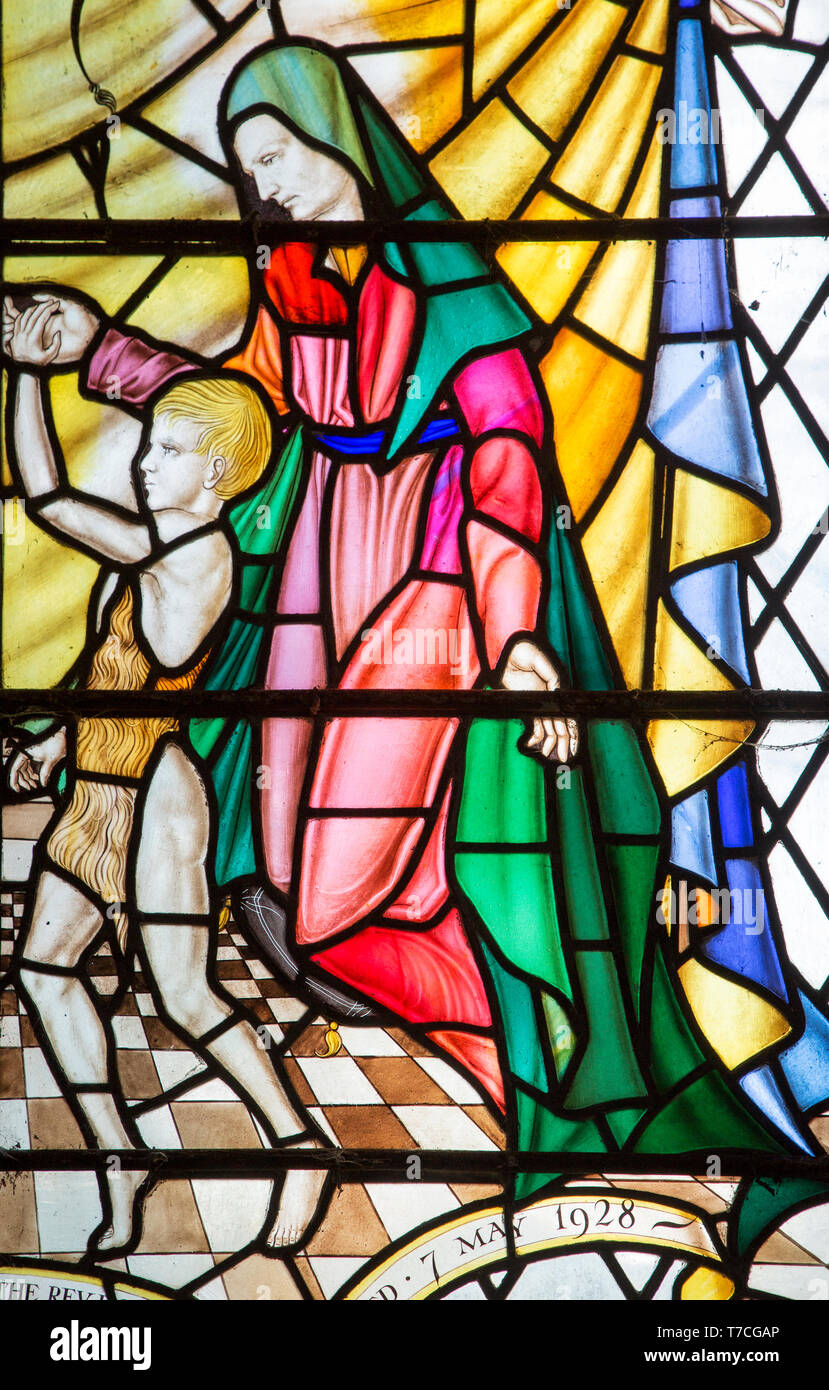 Stained glass window in church of Saint John the Baptist, Badingham ...