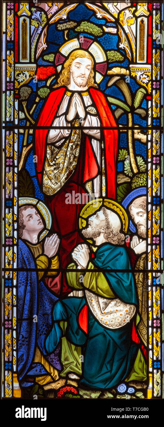 Stained glass window in church of Saint John the Baptist, Badingham ...
