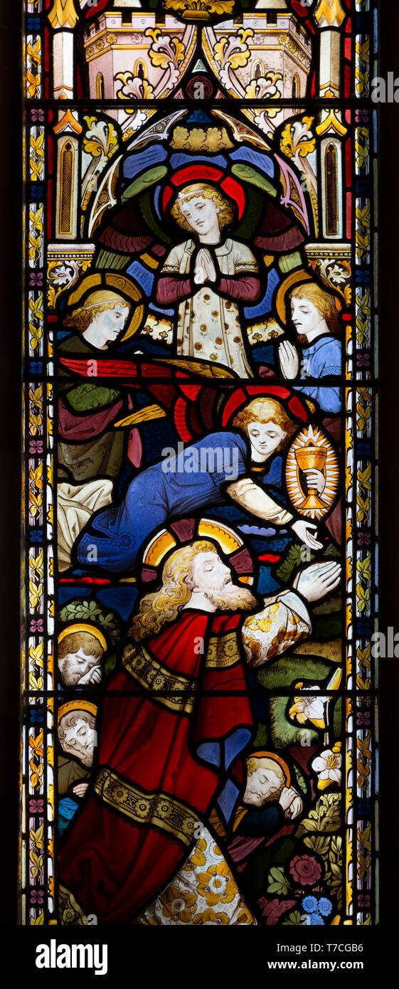 Stained glass window in church of Saint John the Baptist, Badingham ...