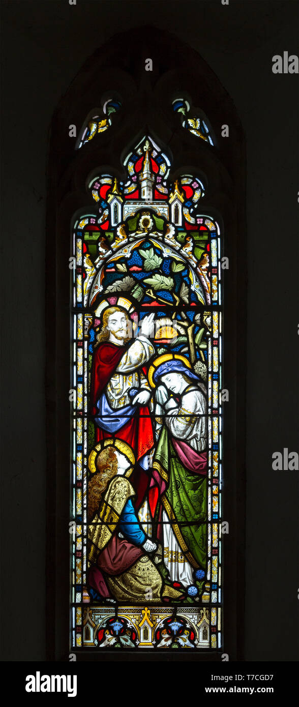 Stained glass window in church of Saint John the Baptist, Badingham ...
