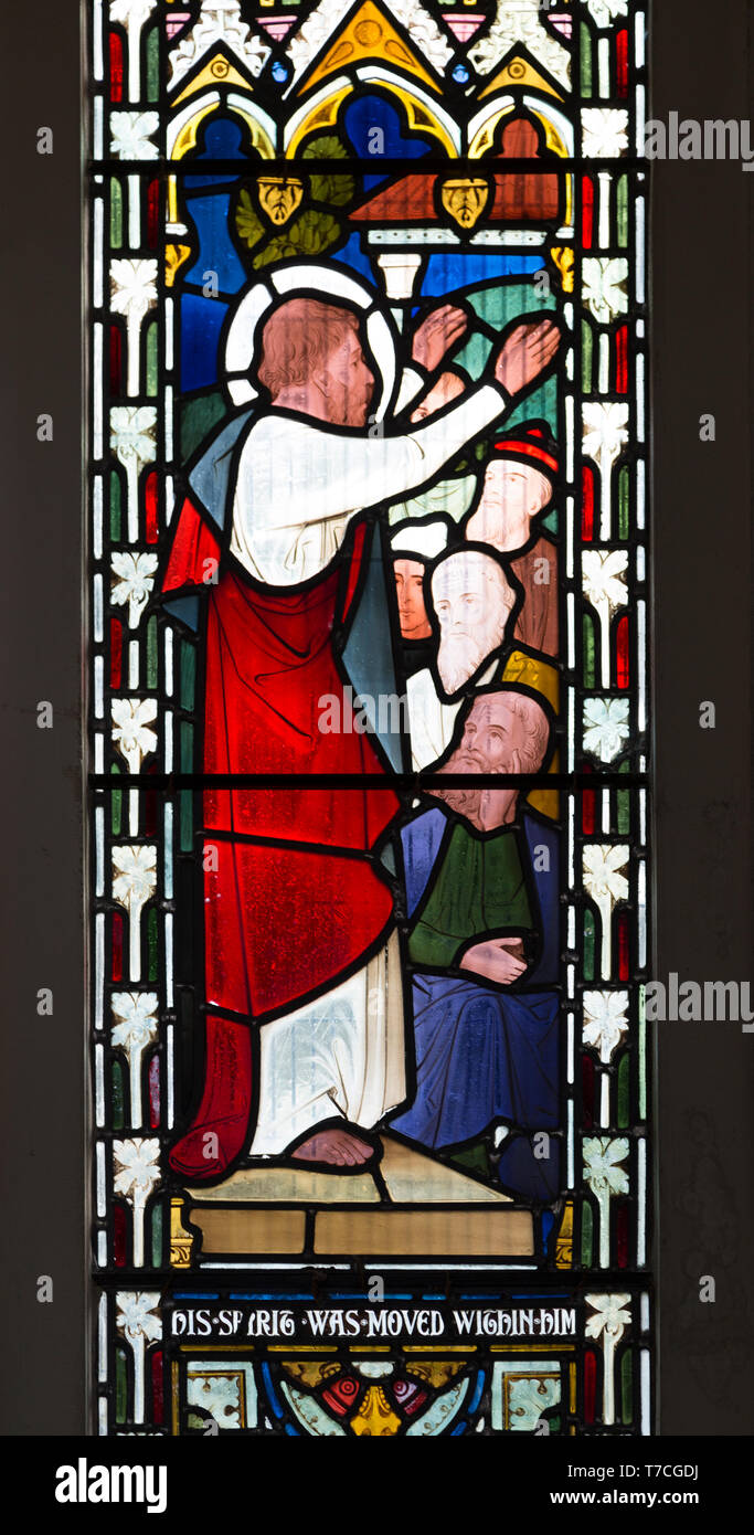 Stained glass window church of Saint Peter, Sibton, Suffolk, England ...