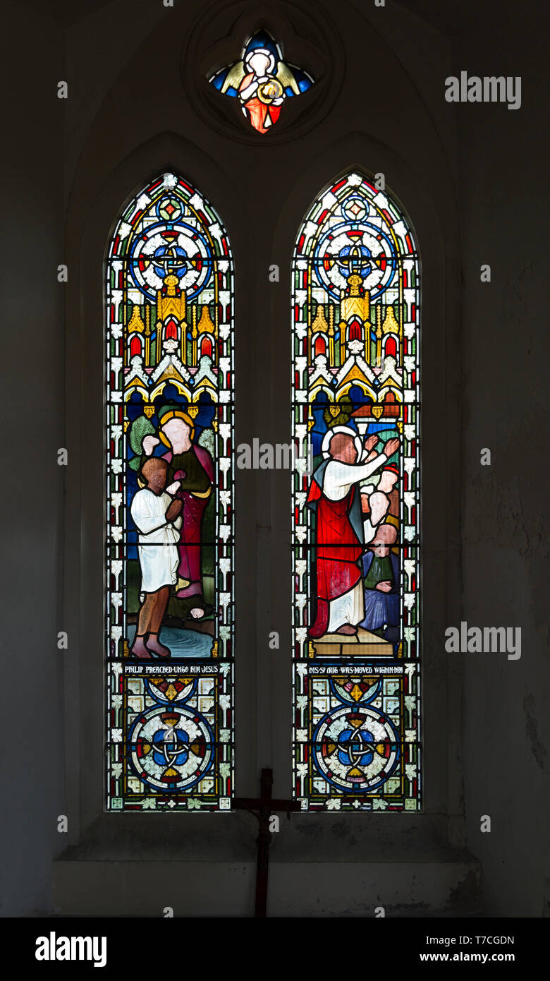 Stained glass window church of Saint Peter, Sibton, Suffolk, England ...