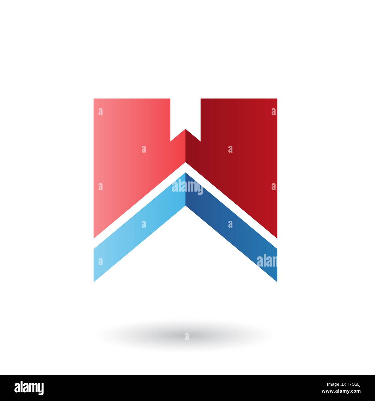 Vector Illustration of Red and Blue Letter W with a Thick Stripe ...