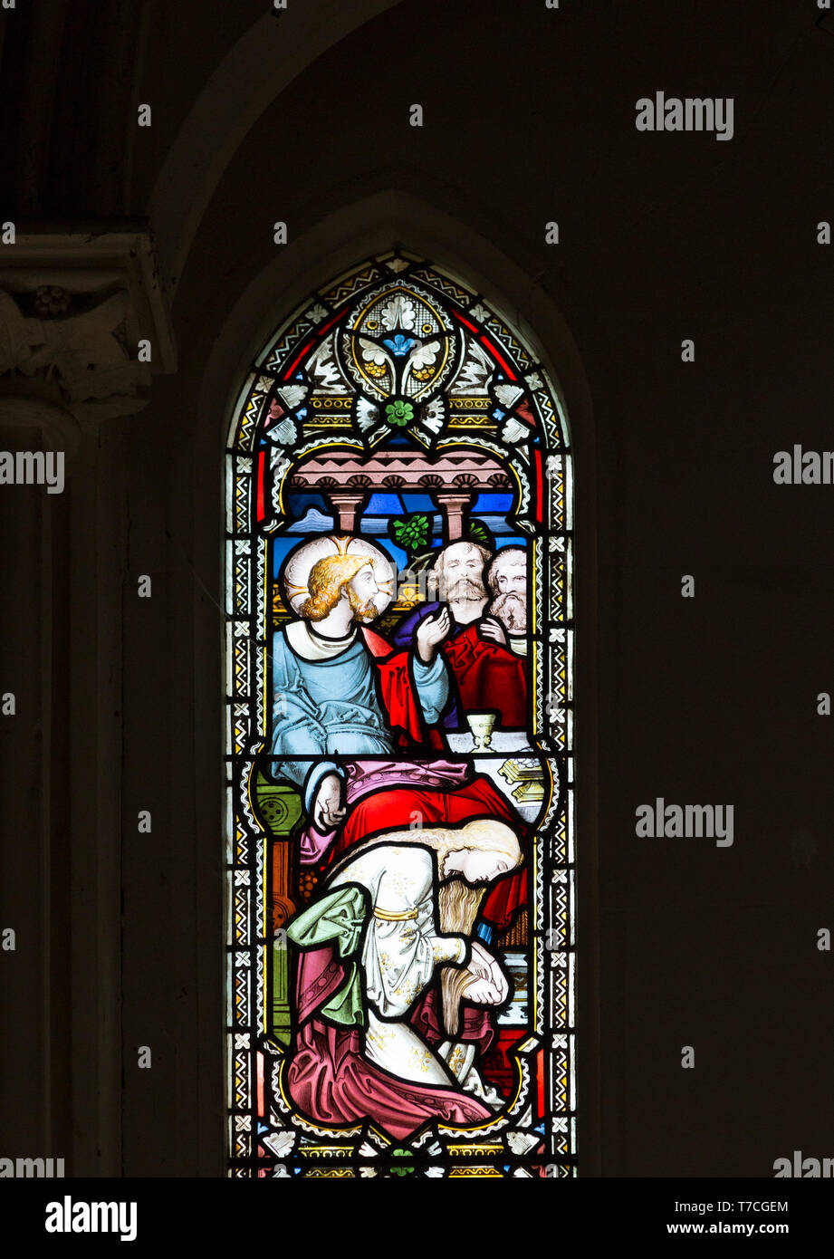 Stained glass window church of Saint Peter, Sibton, Suffolk, England ...