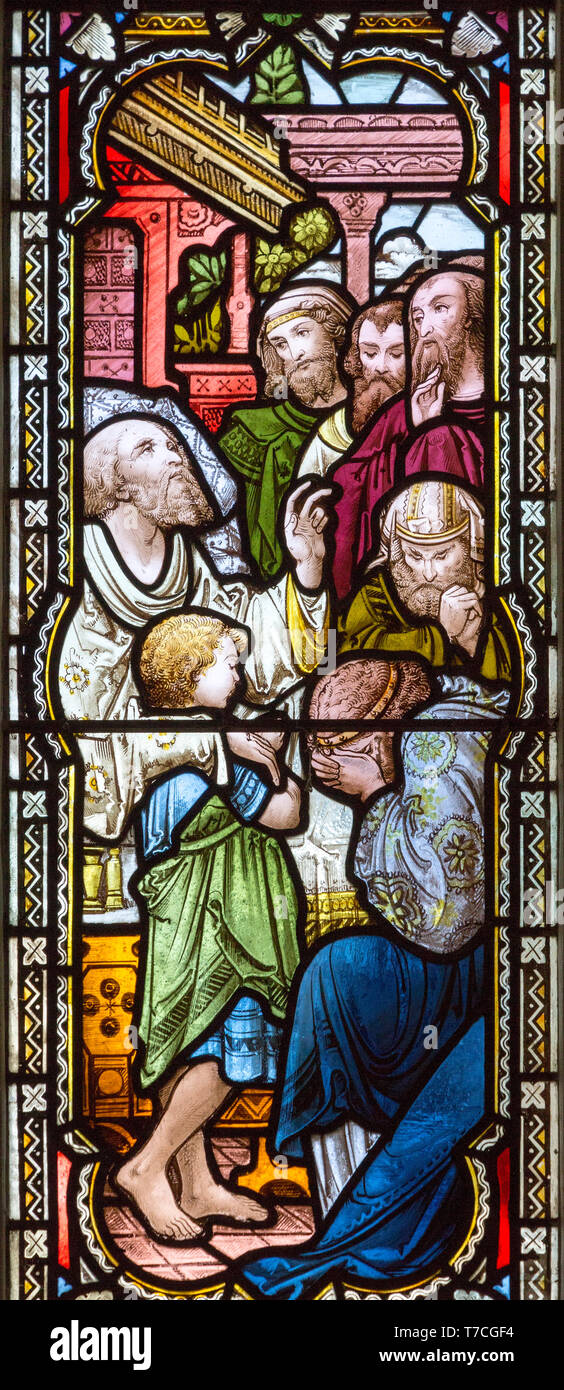 Stained glass window church of Saint Peter, Sibton, Suffolk, England ...