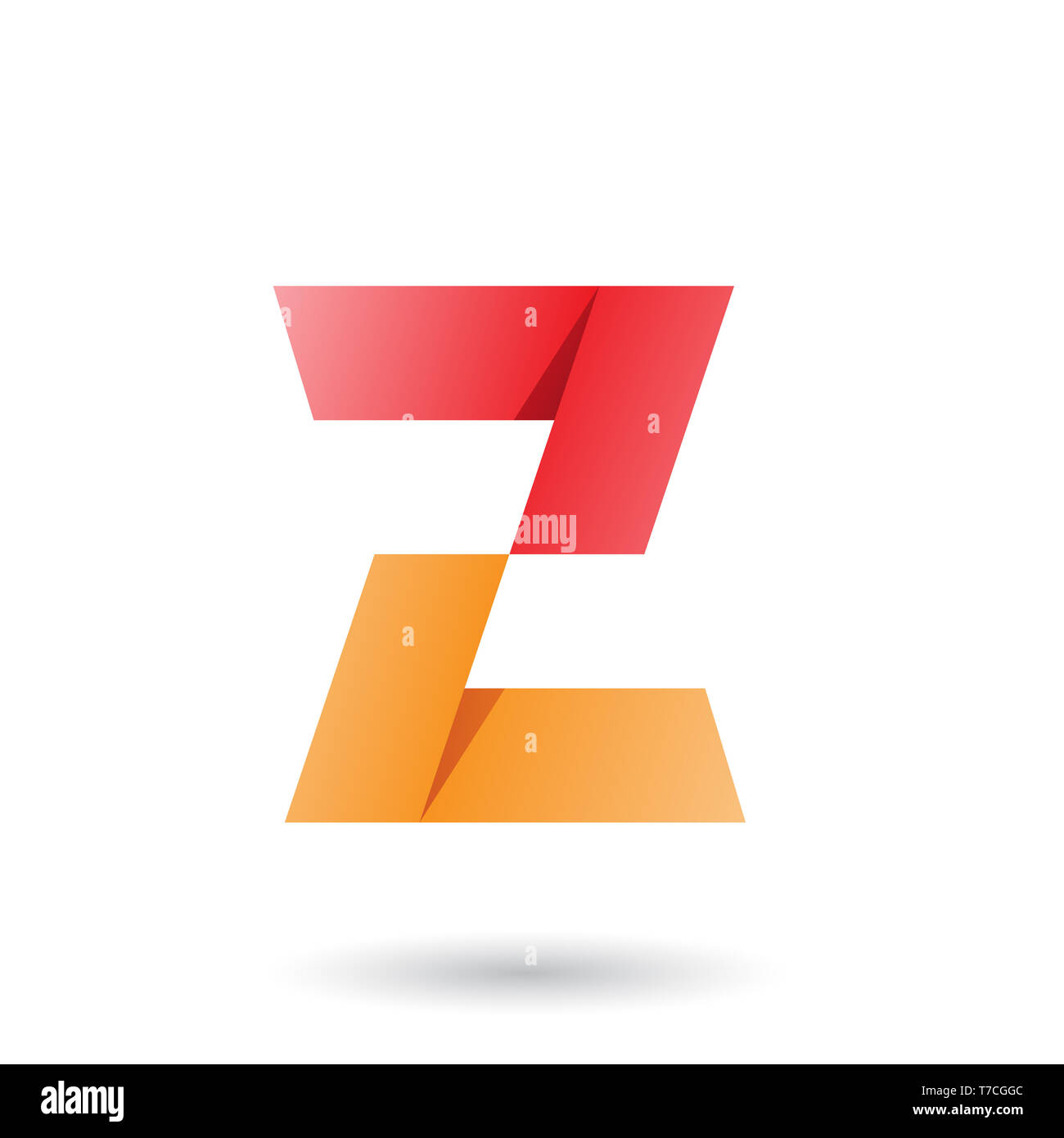 Vector Illustration of Red and Orange Folded Paper Letter Z isolated on ...