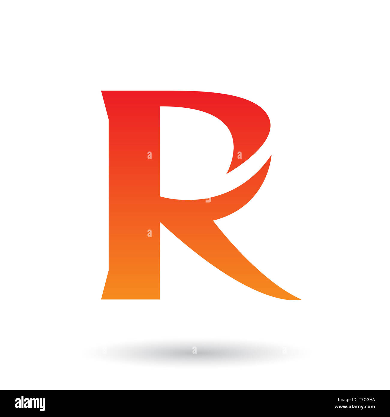 Vector Illustration of Red and Orange Gradient R with a Spiky Tail ...