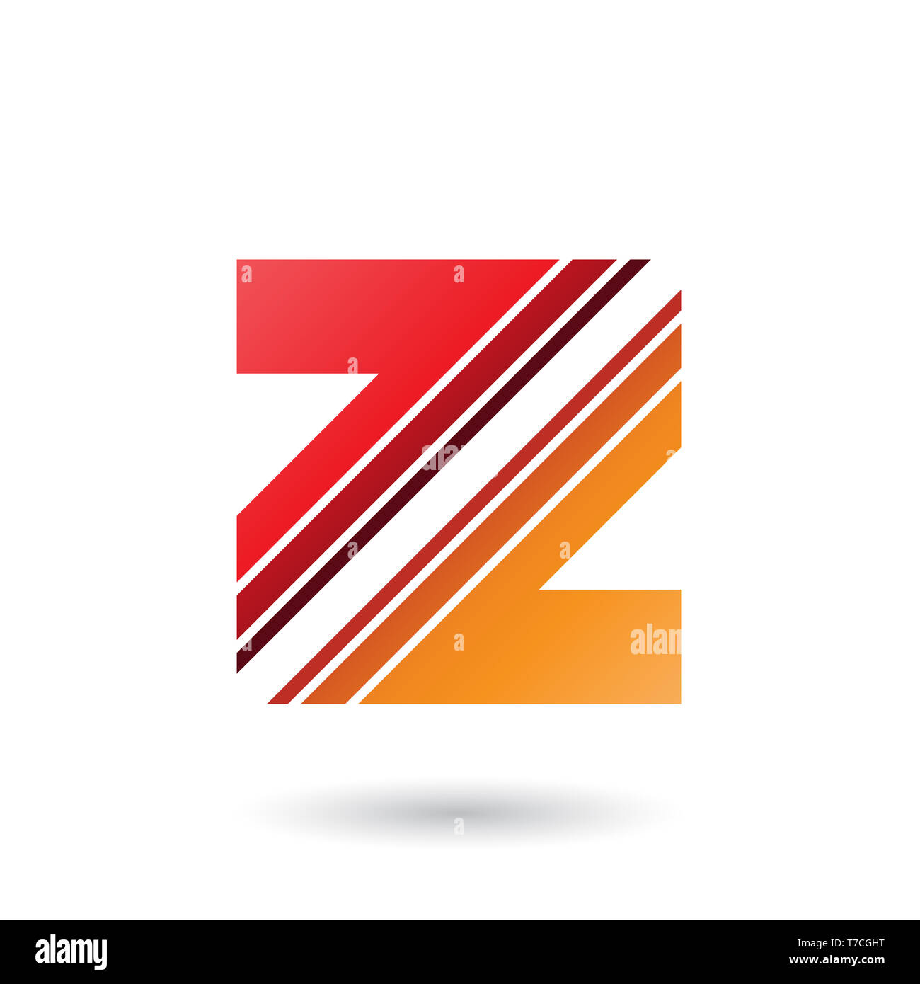 Vector Illustration of Red and Orange Letter Z with Diagonal Stripes ...
