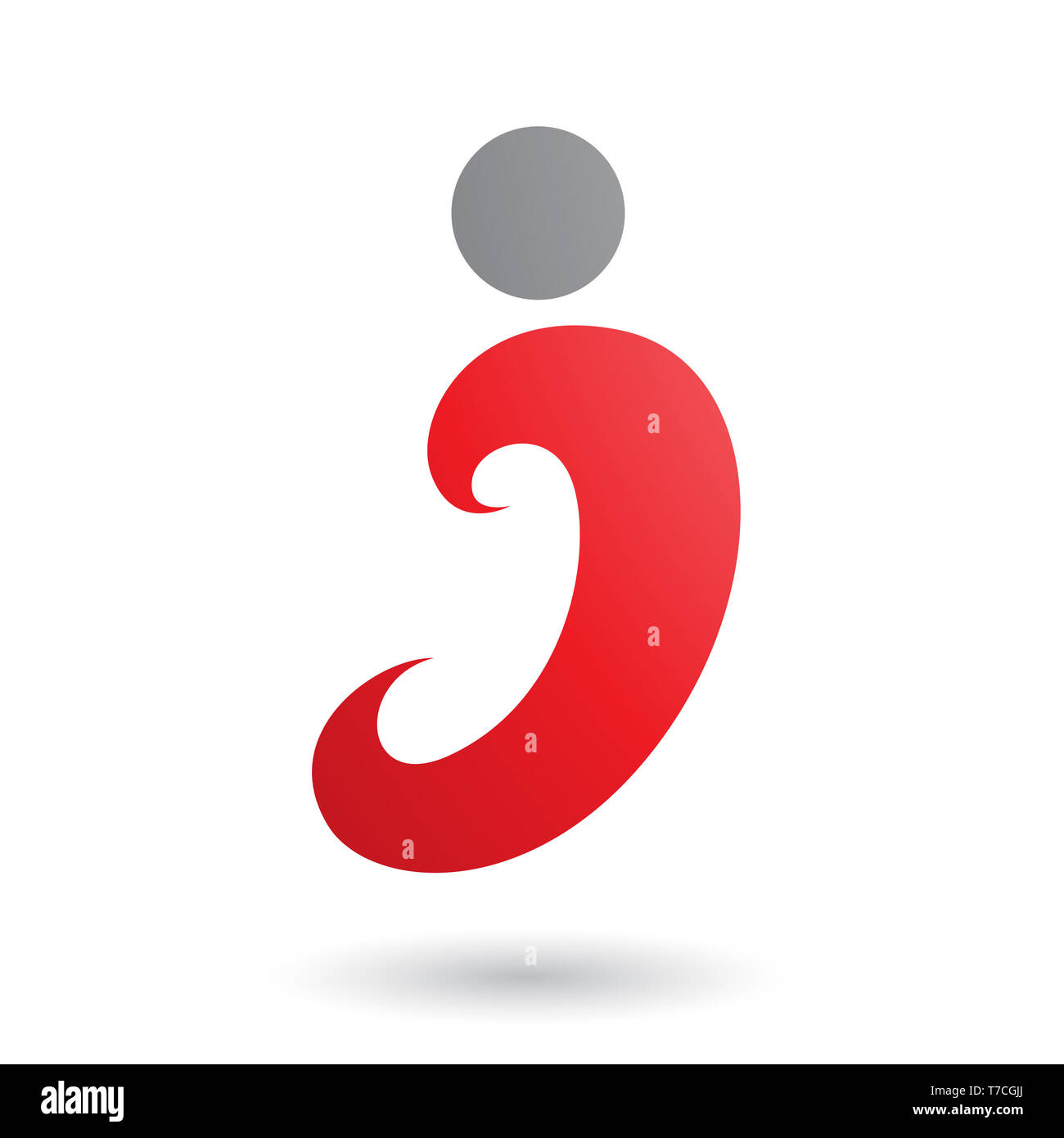 Vector Illustration of Red Glossy Curvy Fun Letter I isolated on a ...