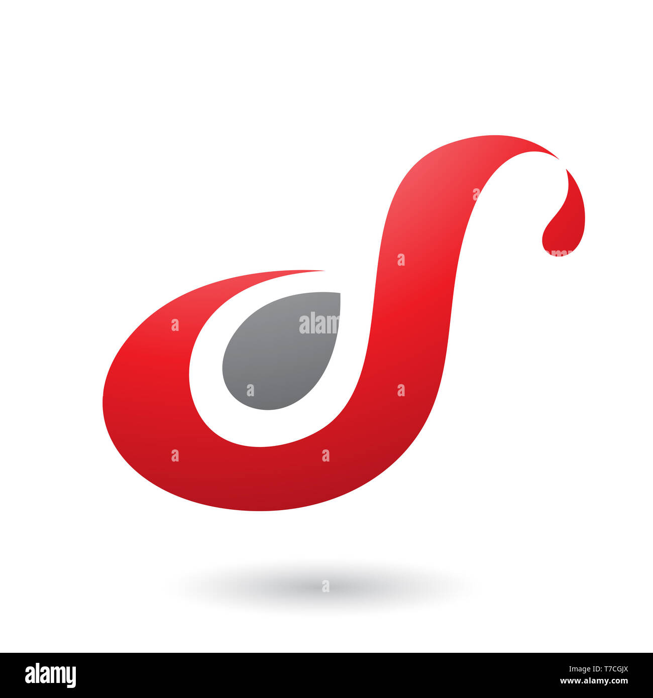 Vector Illustration of Red Curvy Fun Letter D or S isolated on a White ...