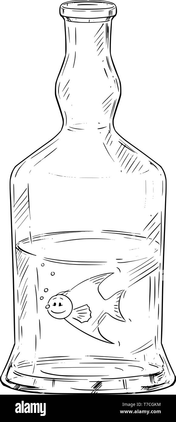 Illustration bottle fish in Stock Vector Images - Alamy