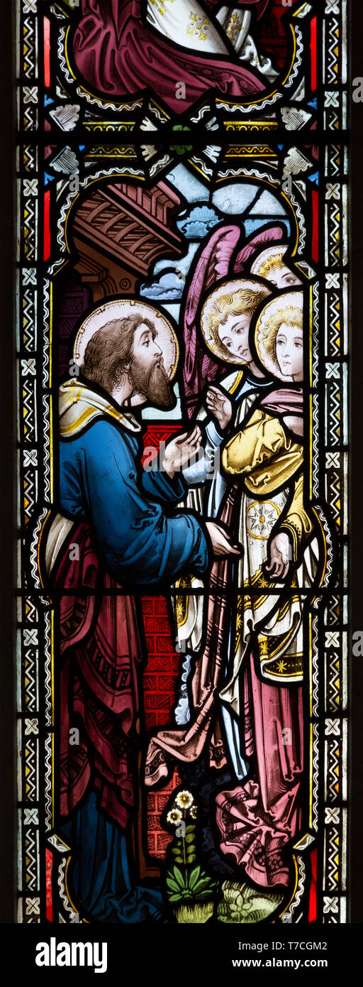 Stained glass window church of Saint Peter, Sibton, Suffolk, England ...