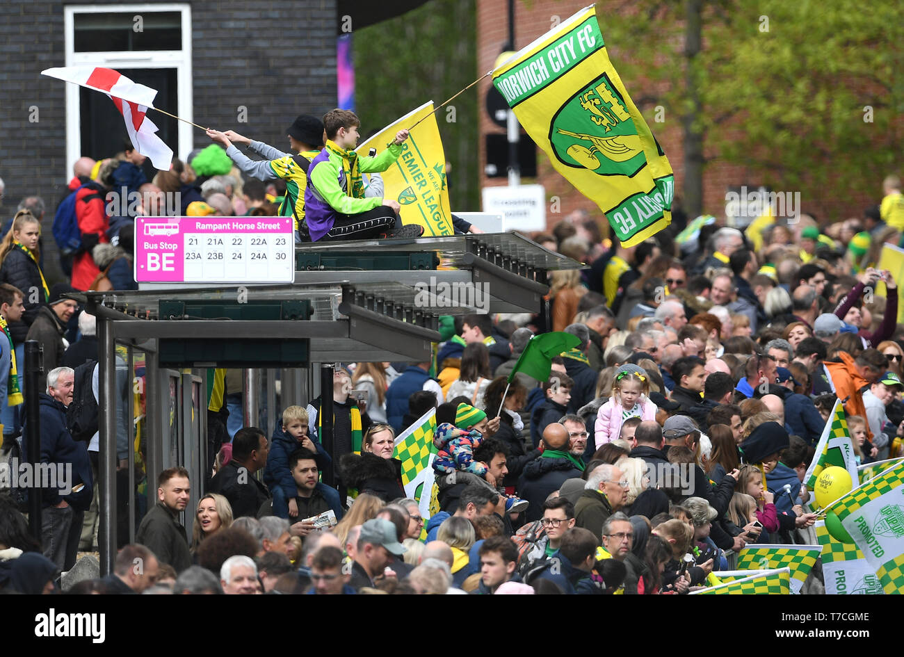 Norwich city football bus hi-res stock photography and images - Alamy
