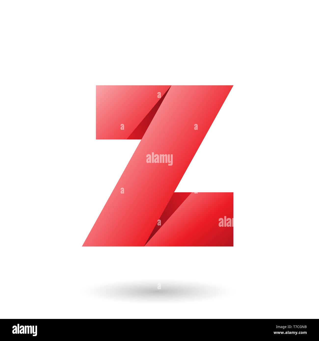 Vector Illustration of Red Folded Paper Letter Z isolated on a White ...