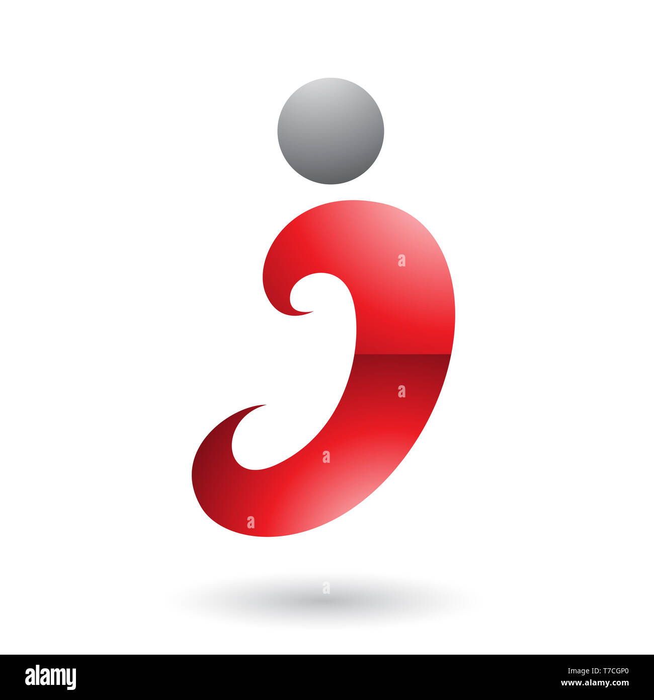Vector Illustration of Red Glossy Curvy Fun Letter I isolated on a ...