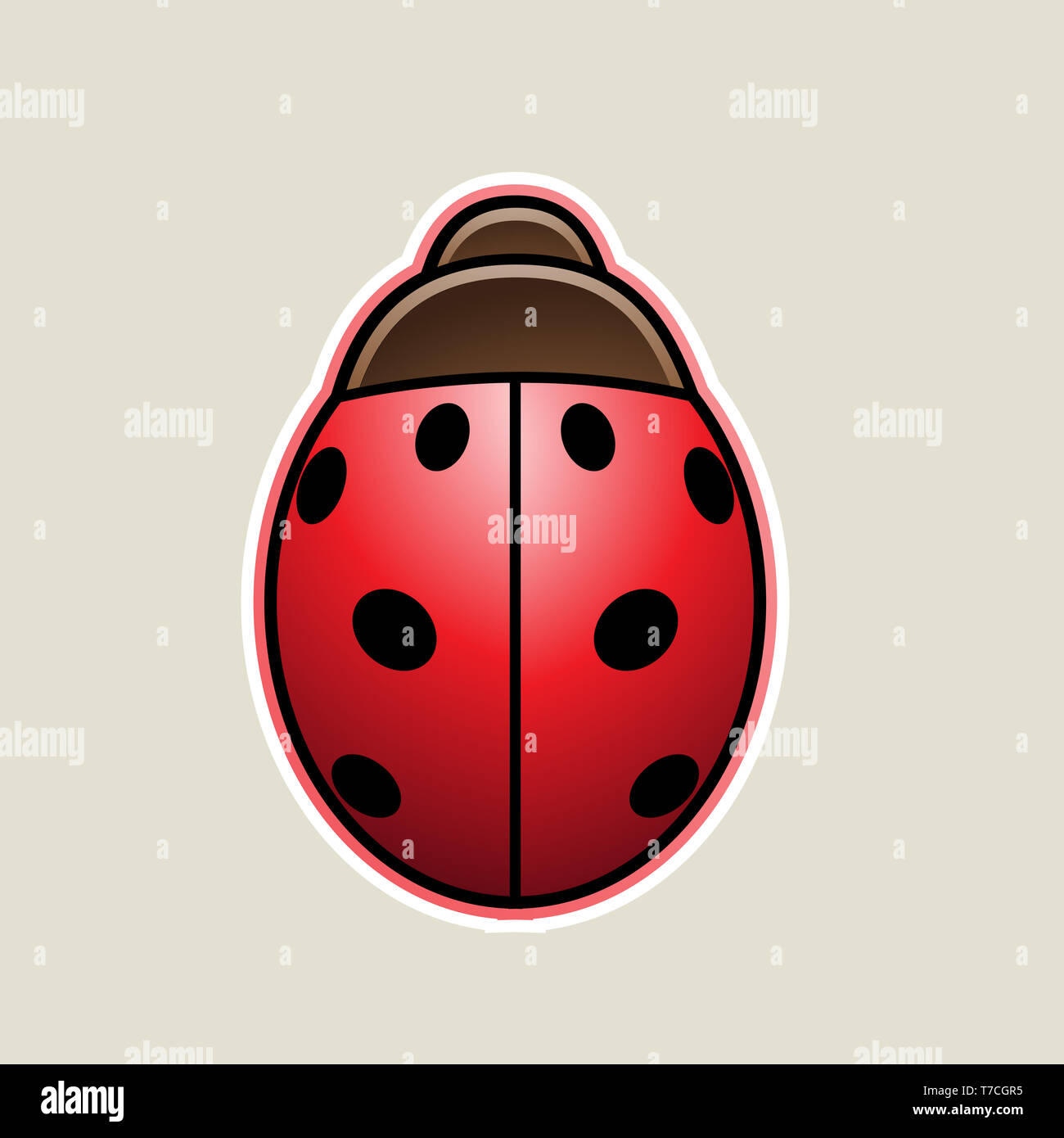 Vector Illustration of Red Cartoon Ladybug Icon isolated on a White ...