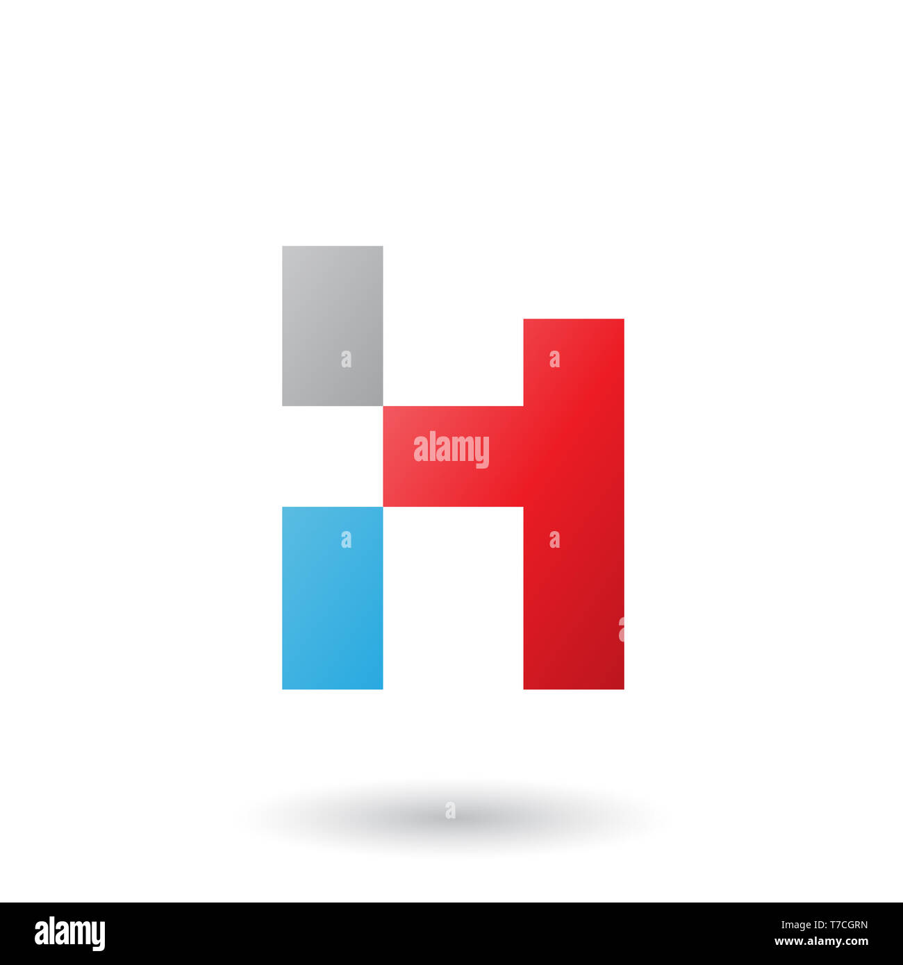 Vector Illustration of Red Letter H with Rectangular Shapes isolated on ...