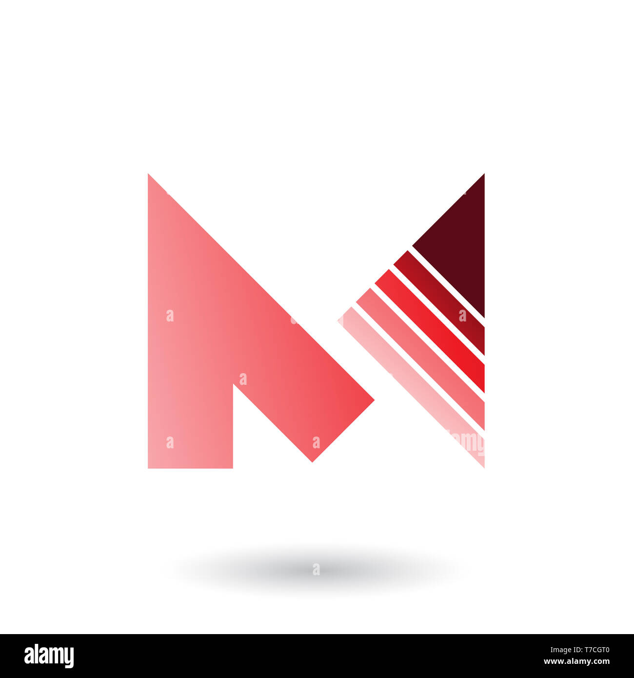 Vector Illustration of Red Letter M with a Diagonally Striped Triangle ...