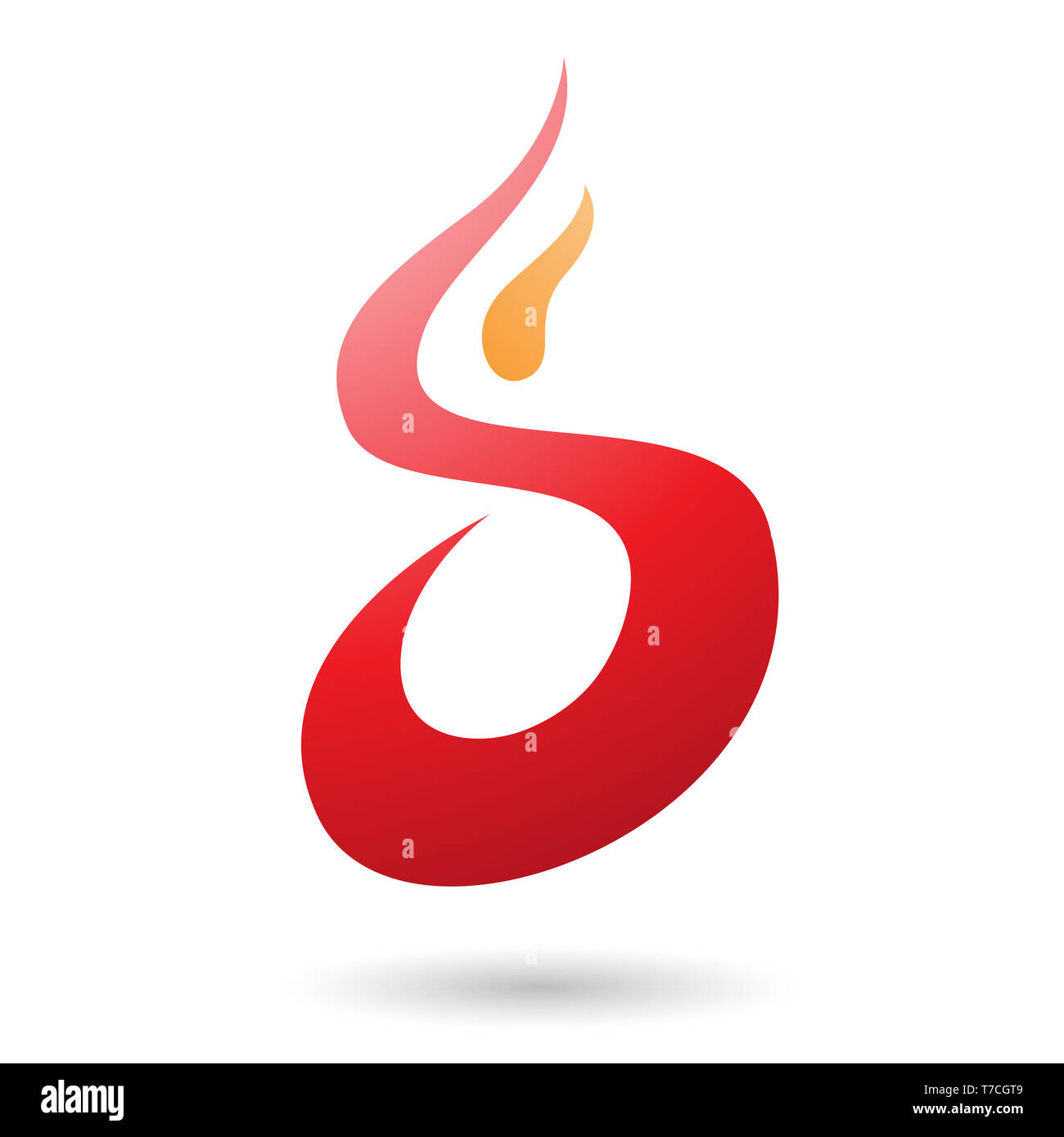 Vector Illustration of Red Letter S Shaped Fire Icon isolated on a ...