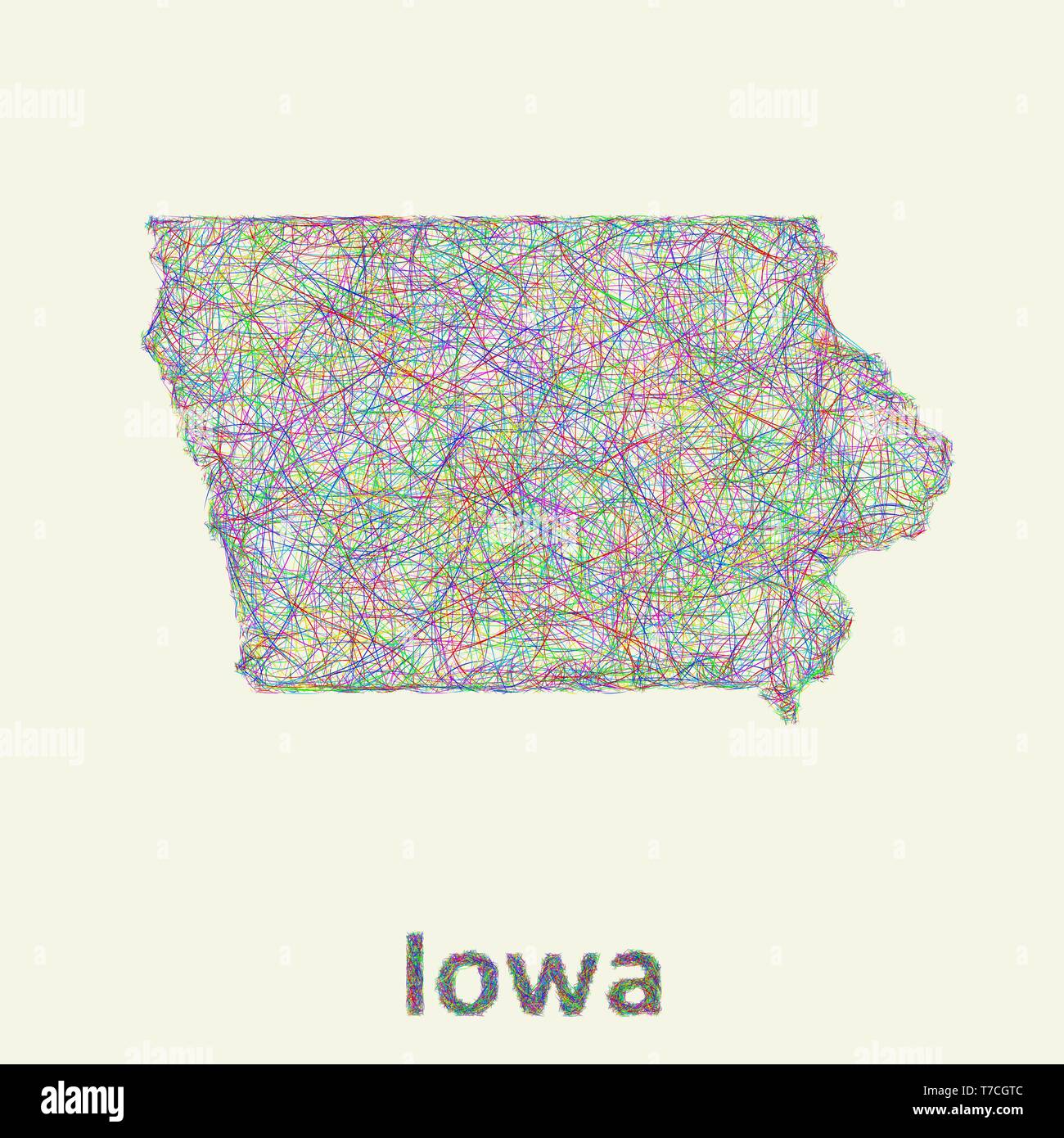 Iowa line art map Stock Vector Image & Art - Alamy