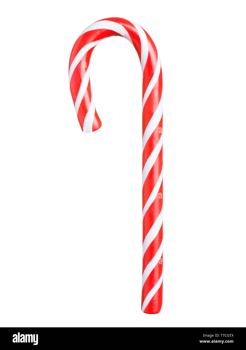 Classic glossy red and white christmas candy cane isolated on white ...