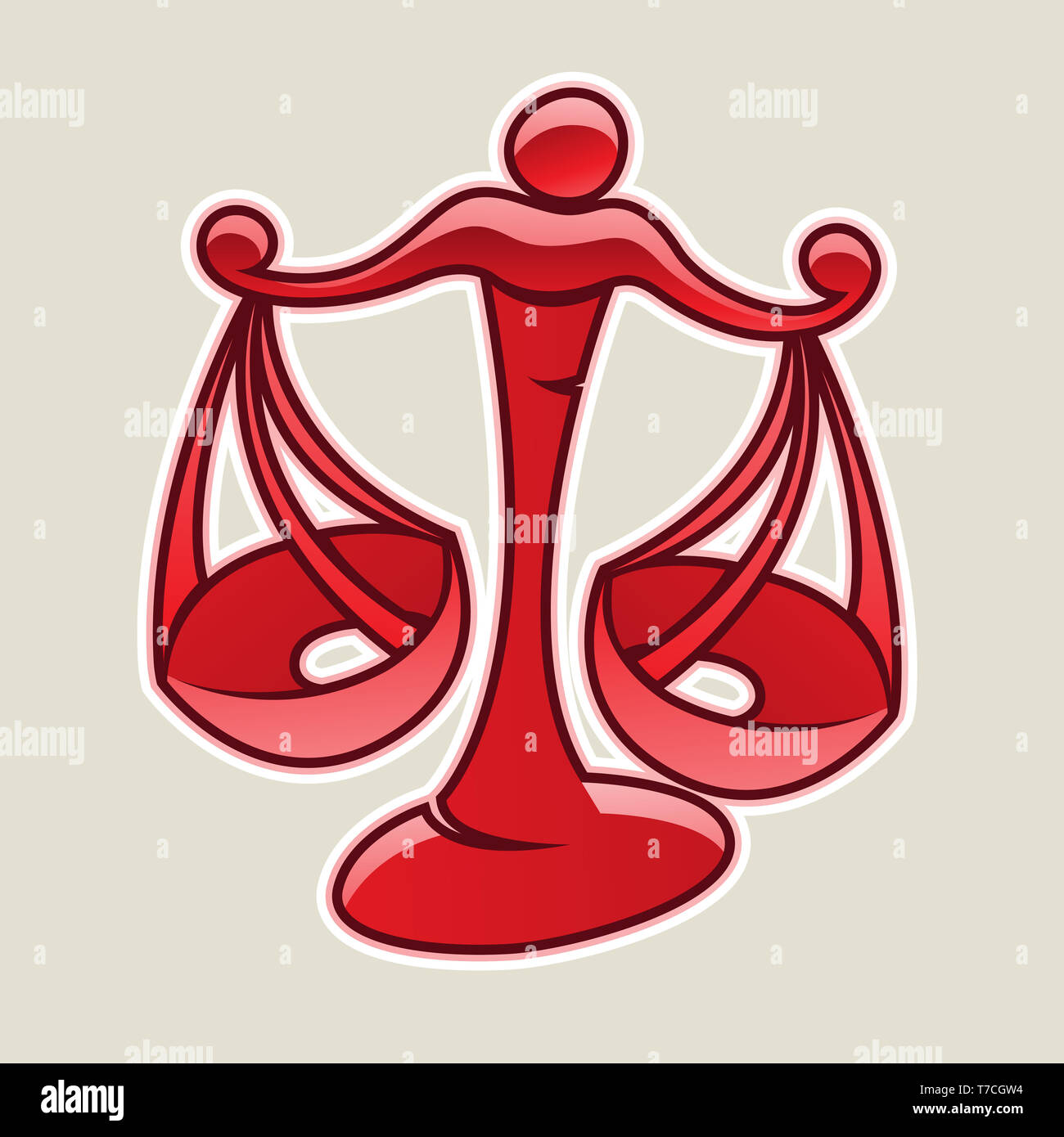 Vector Illustration of Red Scales and Libra Icon isolated on a White ...