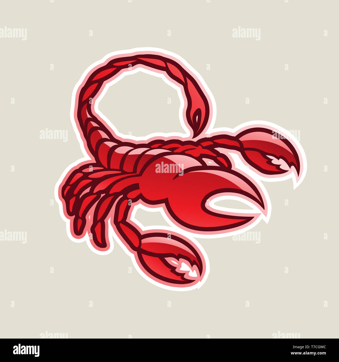 Vector Illustration of Red Glossy Scorpion Icon isolated on a White ...