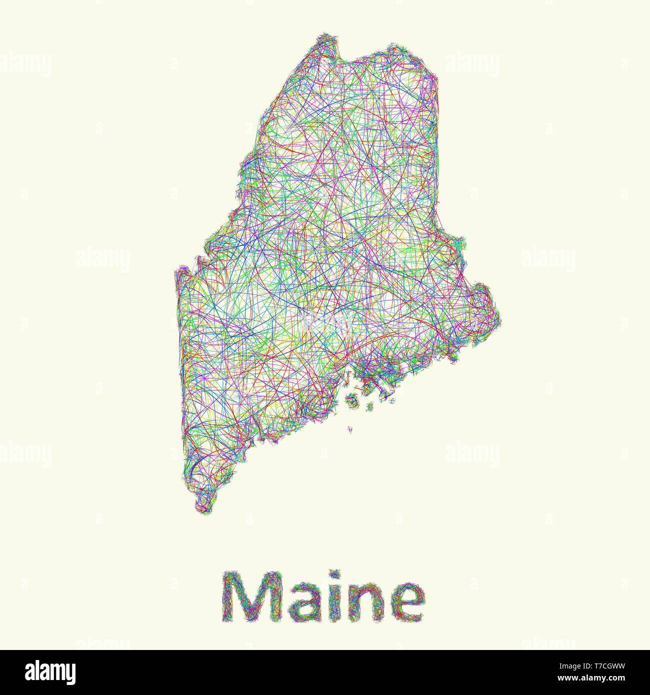 Maine line art map Stock Vector Image & Art - Alamy