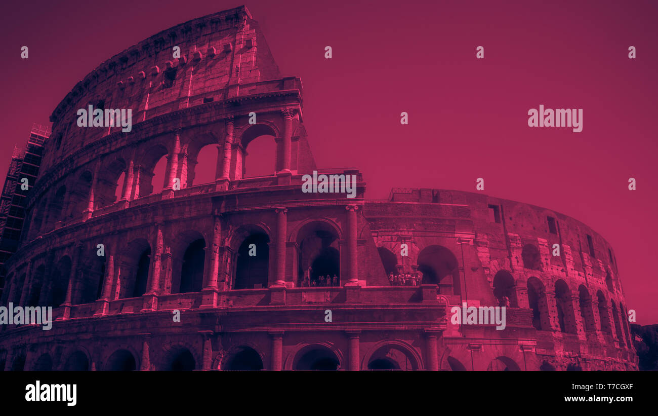 Colosseum (Coliseum) in Rome, Italy. Vintage looking image with washed ...