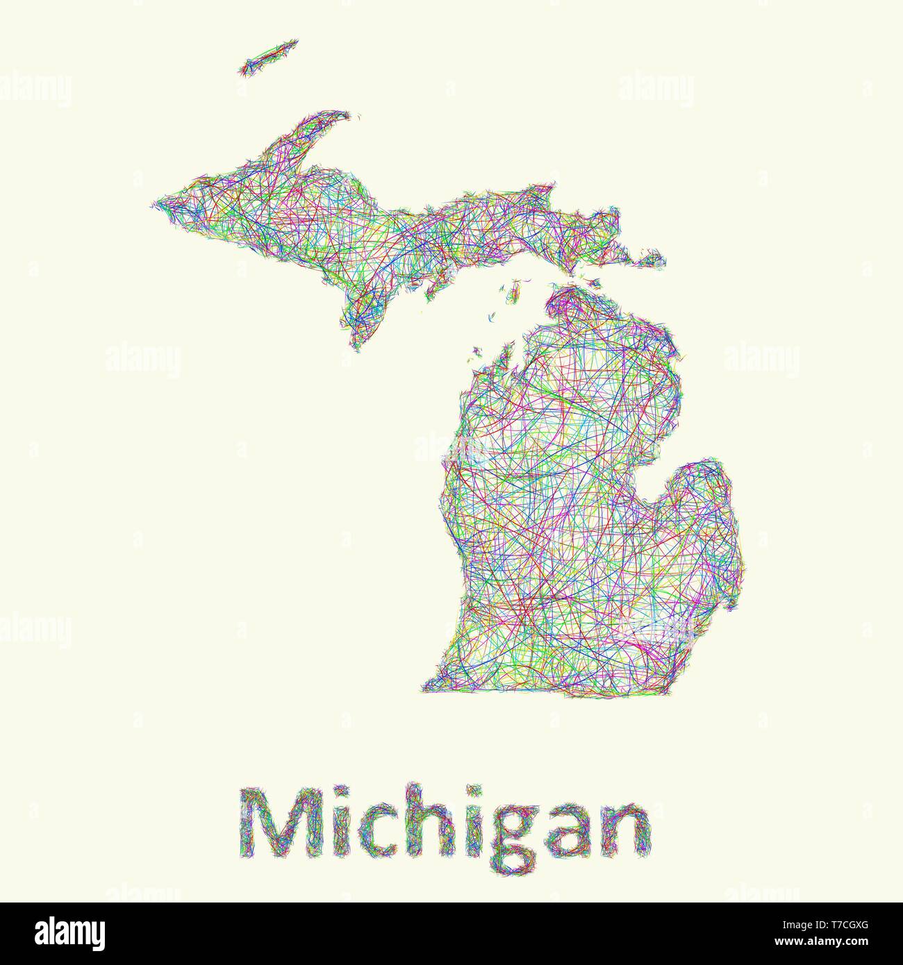 Michigan line art map Stock Vector Image & Art - Alamy