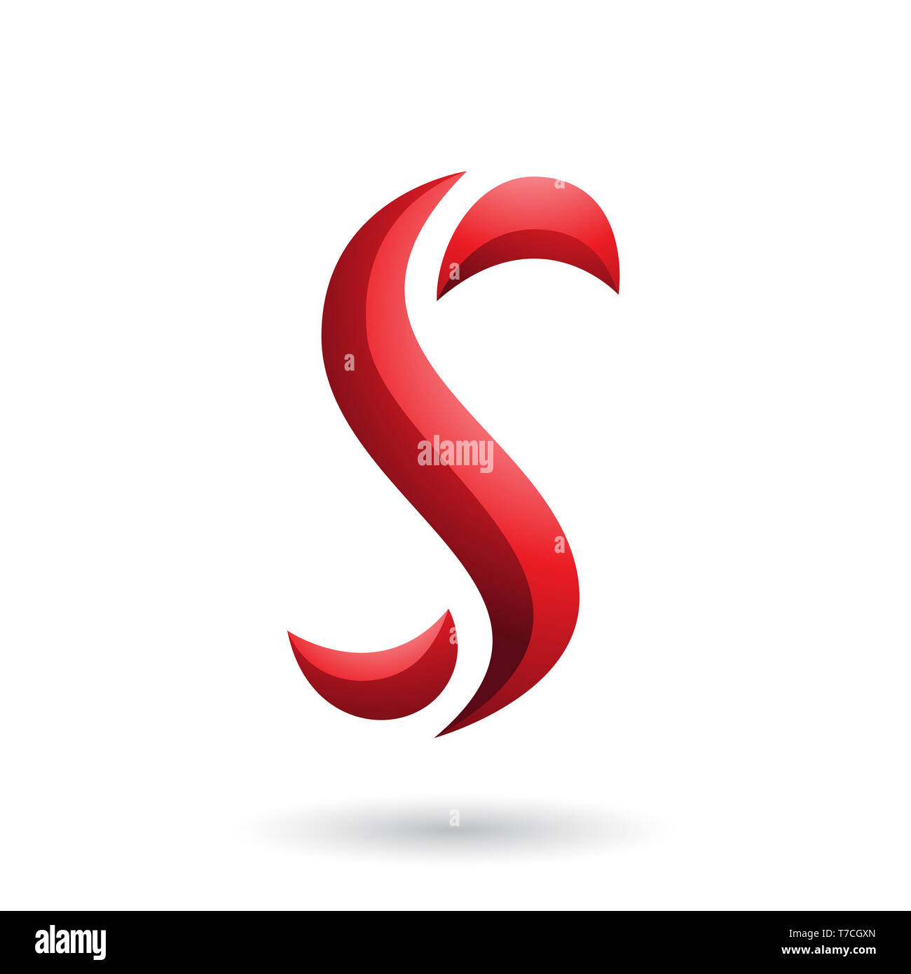 Vector Illustration of Red Snake Shaped Letter S isolated on a White ...