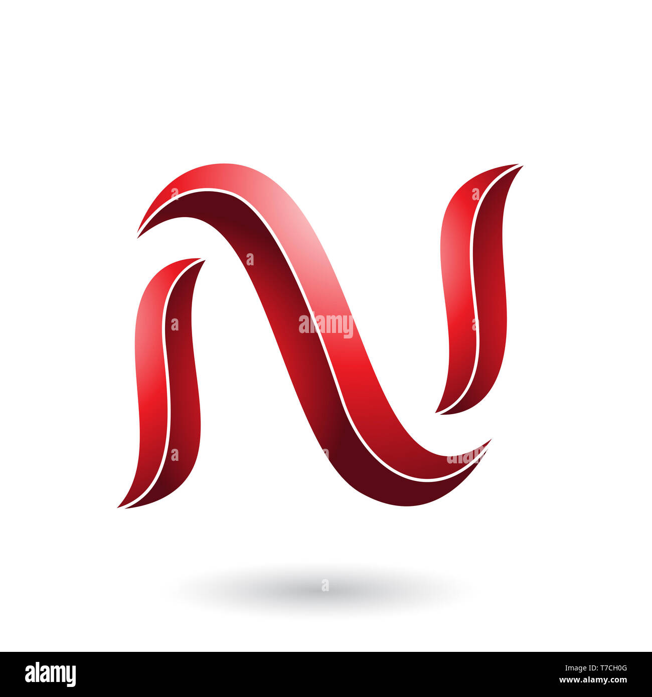 Vector Illustration of Red Striped Snake Shaped Letter N isolated on a ...