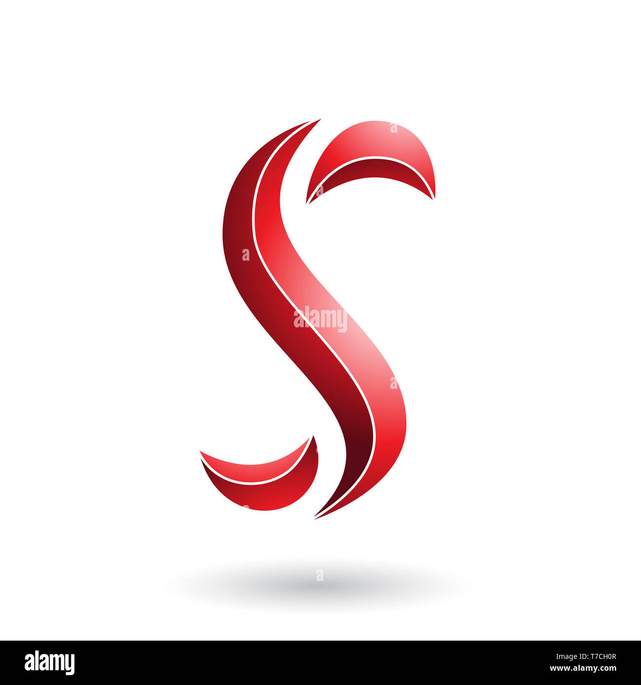 Vector Illustration of Red Striped Snake Shaped Letter S isolated on a ...
