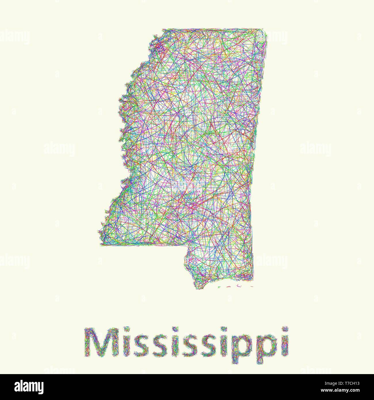 Mississippi line art map Stock Vector Image & Art - Alamy