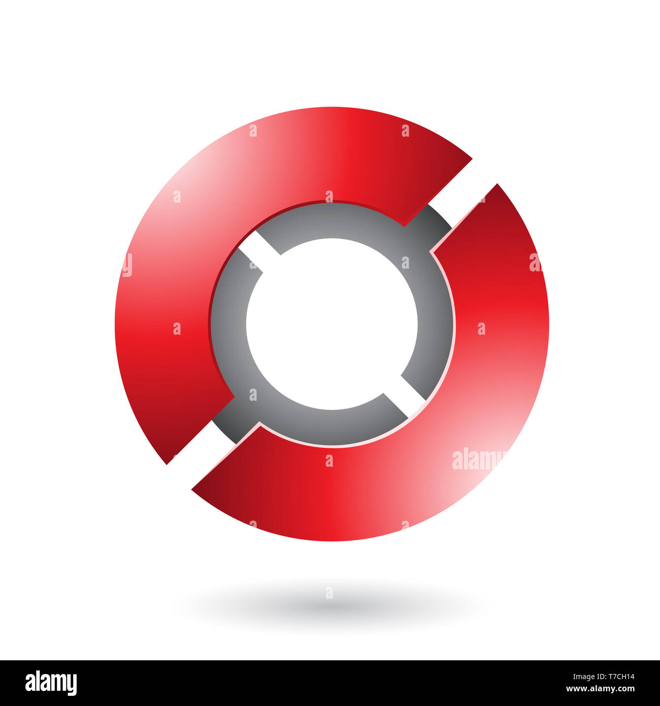 Vector Illustration of Red Thick Futuristic Round Disk isolated on a ...