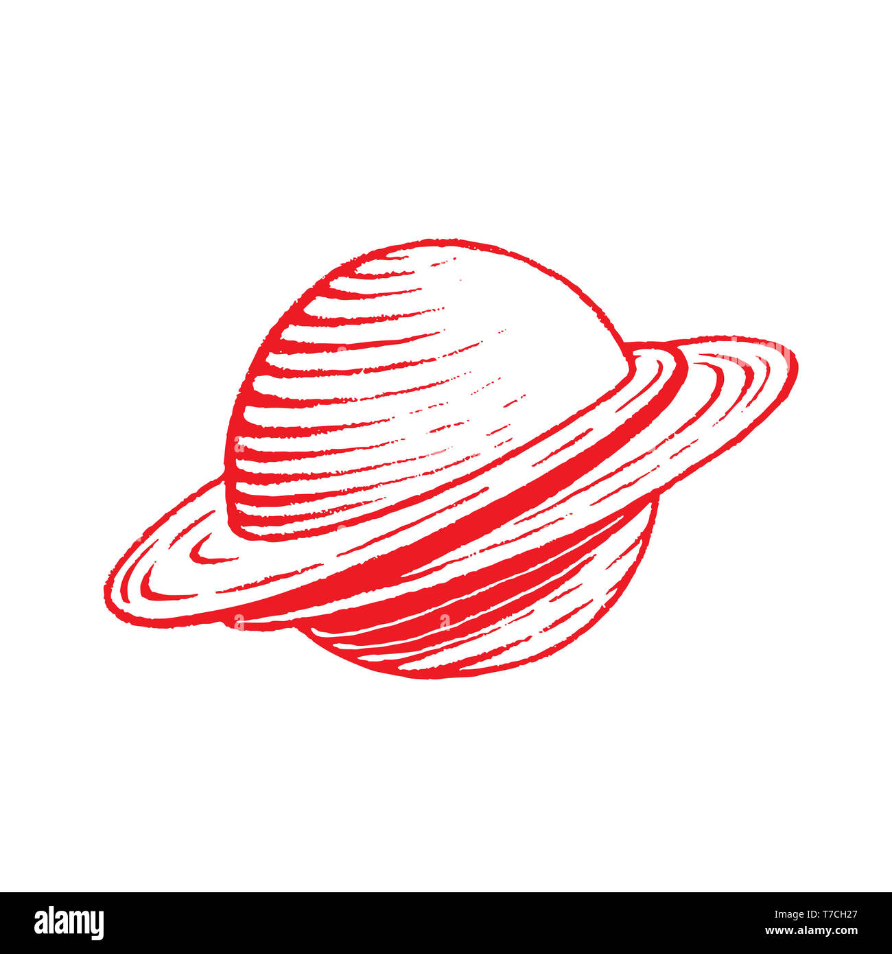 Illustration of Red Vectorized Ink Sketch of Planet isolated on a White ...