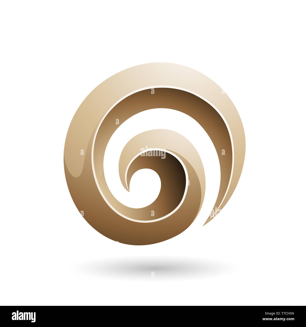 Vector Illustration of Beige 3d Glossy Swirl Shape isolated on a white ...