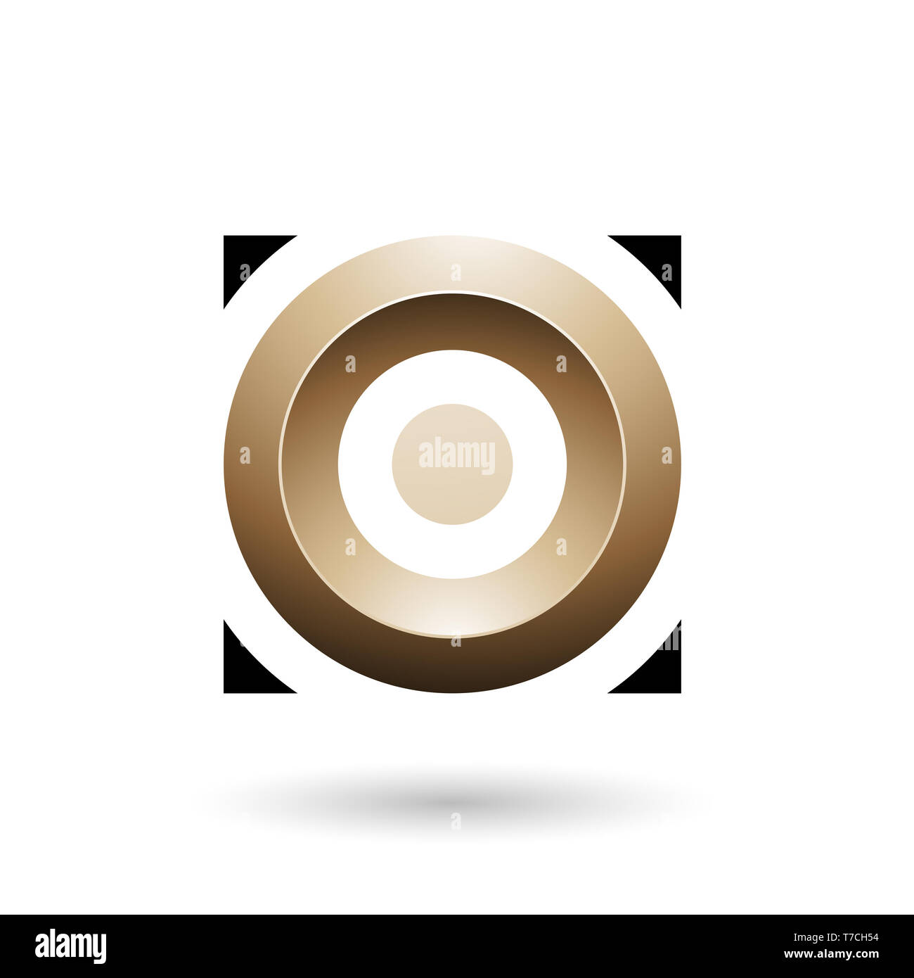 Vector Illustration of Beige Glossy Circle in a Square isolated on a ...