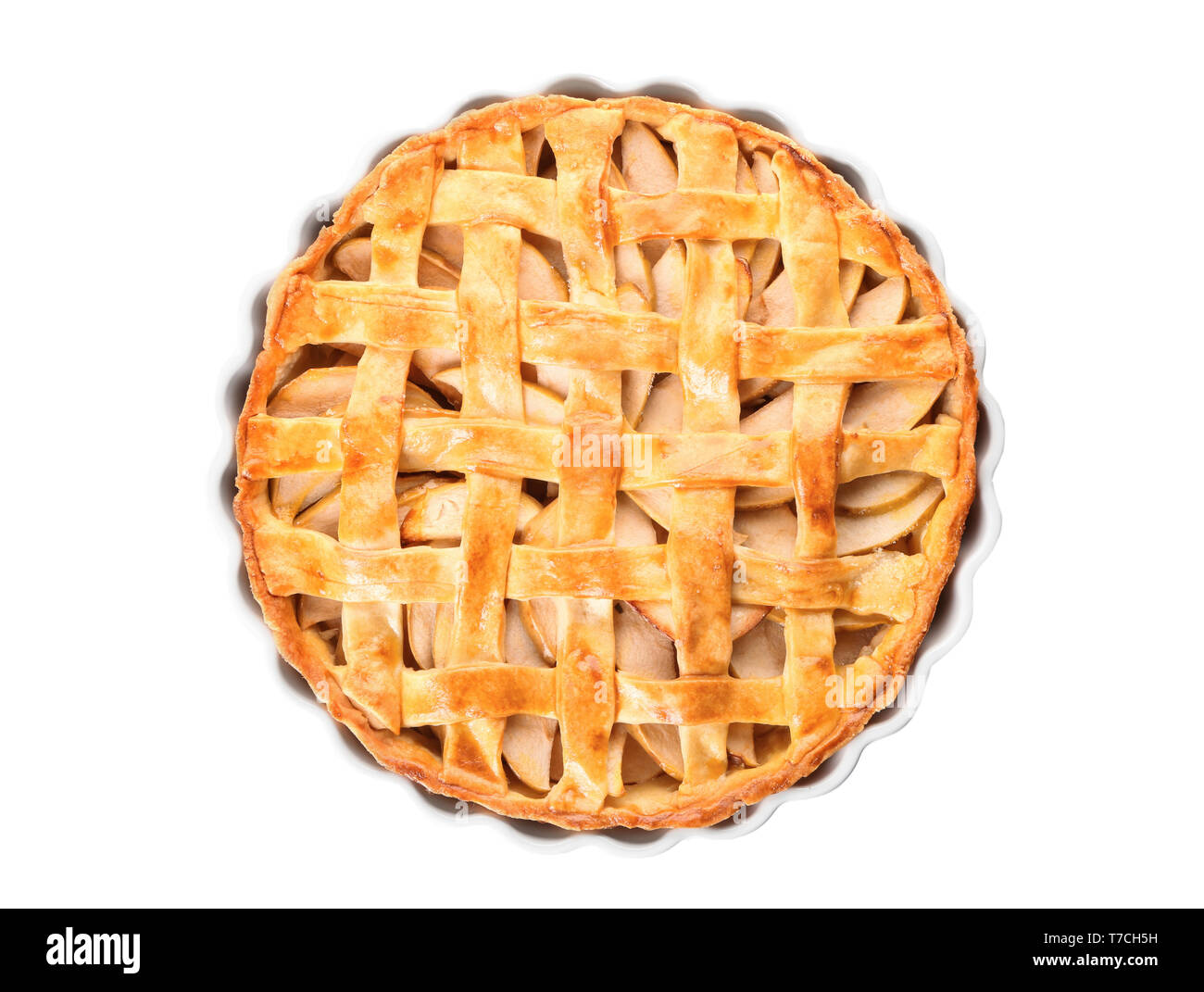 Tasty homemade apple pie on white background Stock Photo - Alamy