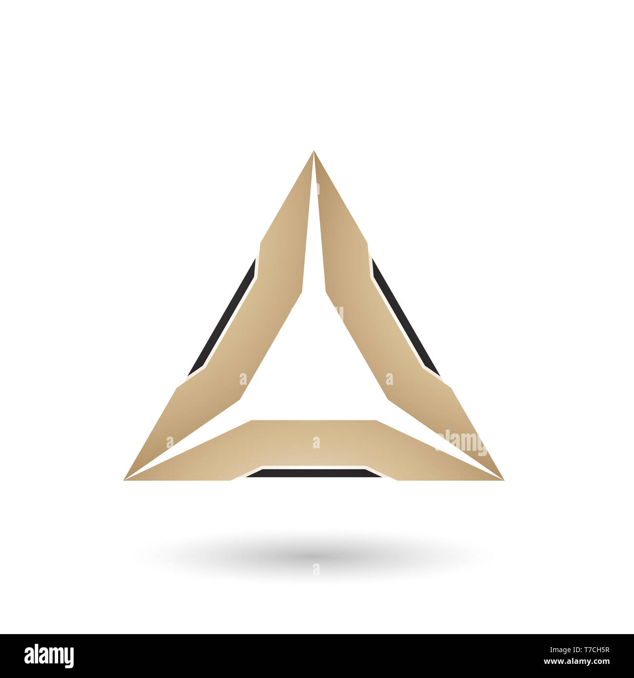 Vector Illustration of Beige Triangle with Black Edges isolated on a ...