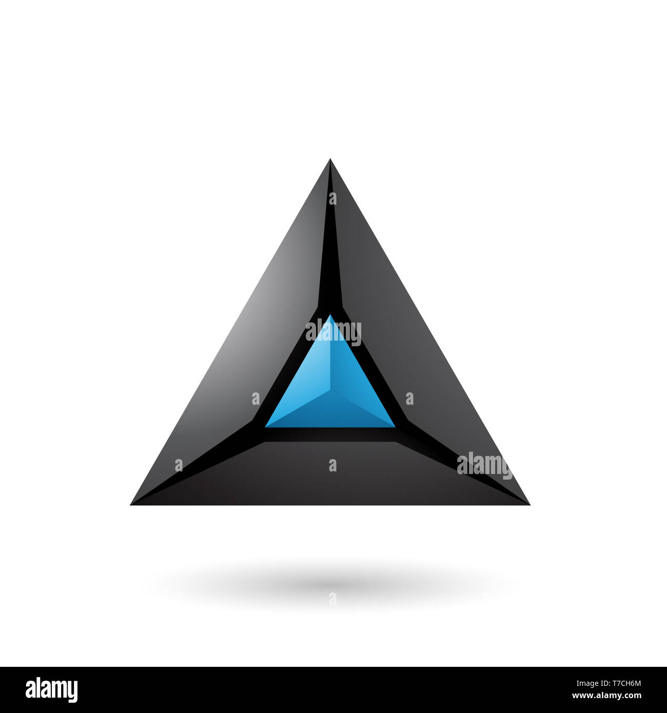 Vector Illustration of Black and Blue 3d Pyramid Icon isolated on a ...
