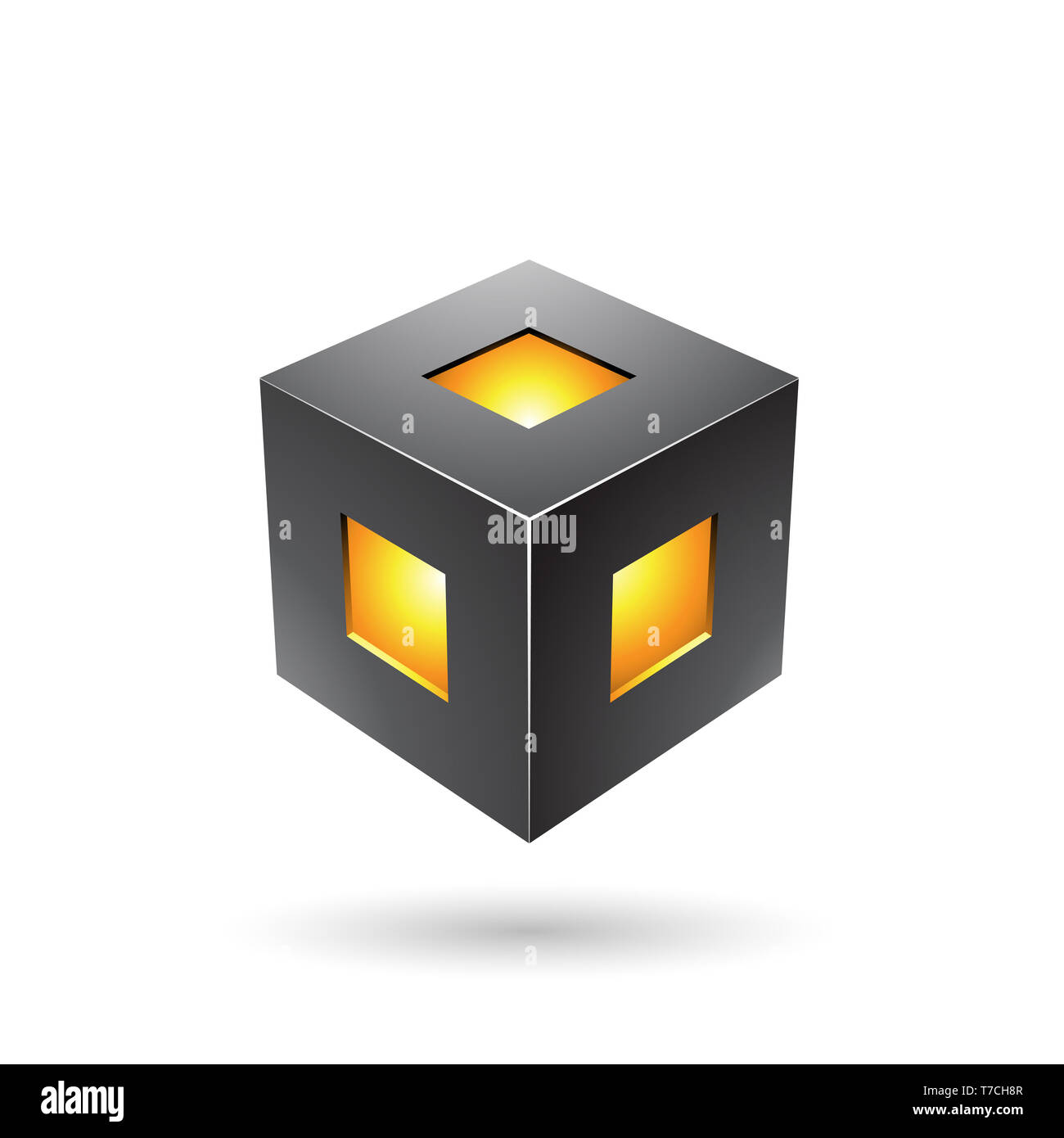 Vector Illustration of Black Bold Lantern Cube isolated on a white ...