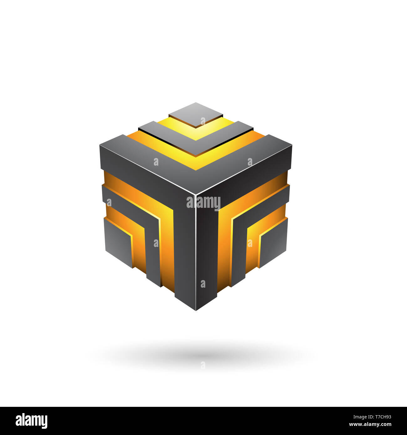 Vector Illustration of Black Bold Striped Cube isolated on a white ...
