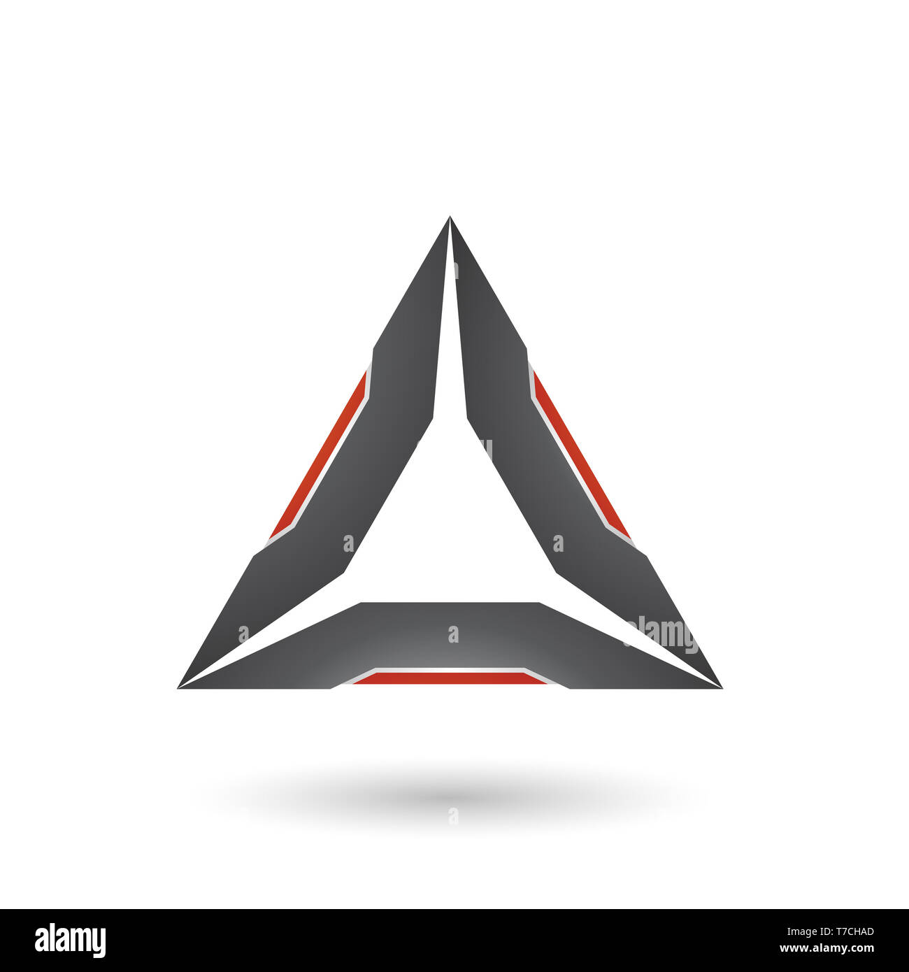 Vector Illustration of Black Triangle with Red Edges isolated on a ...
