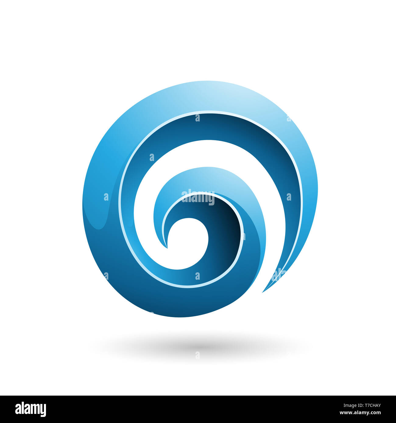 Vector Illustration of Blue 3d Glossy Swirl Shape isolated on a white ...