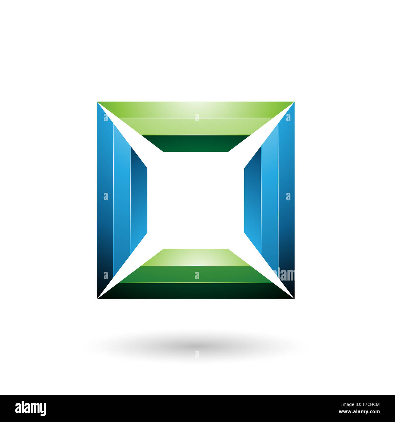 Vector Illustration of Blue and Green Glossy Square Frame isolated on a ...