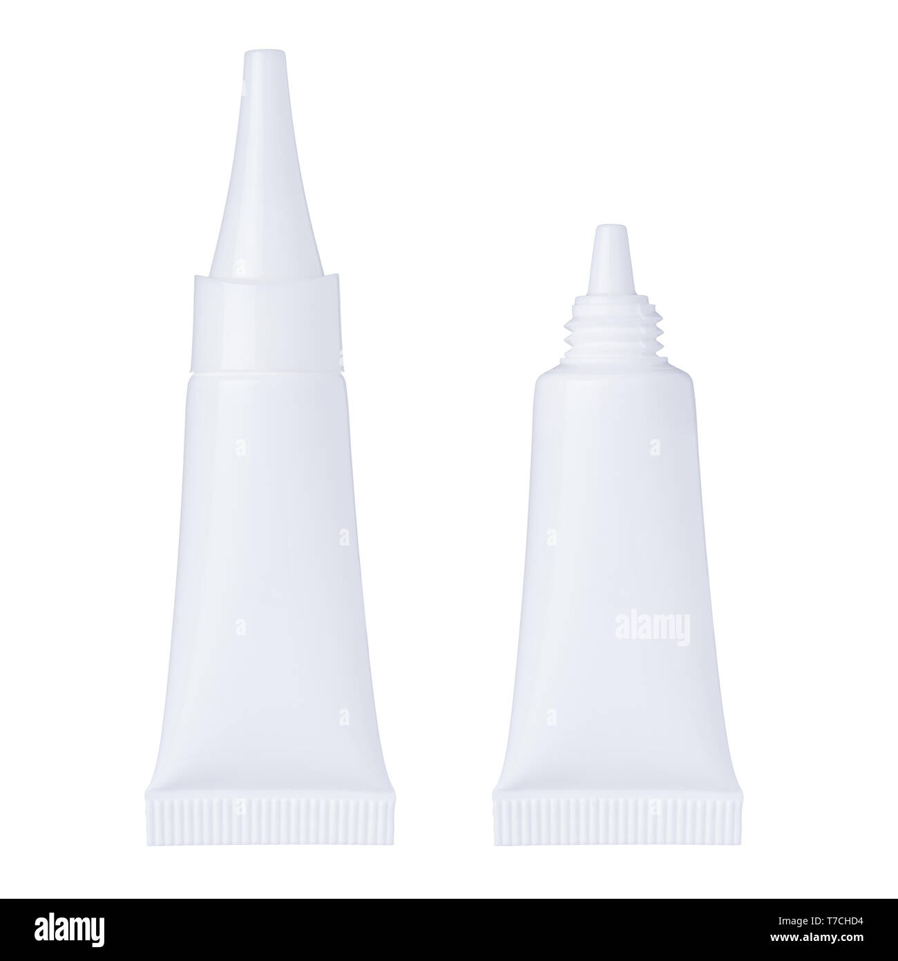 Clean new white plastic tube. Small cream paste or liquid container ...