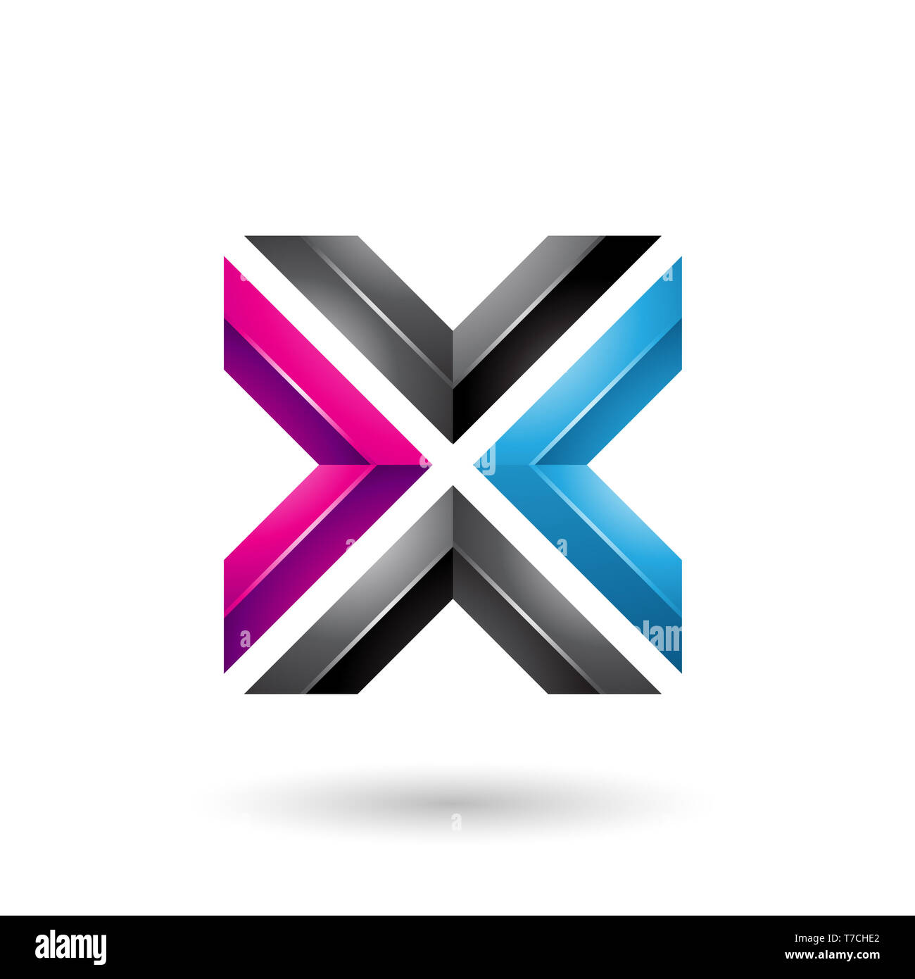 Vector Illustration of Blue Black and Magenta Square Shaped Letter X ...