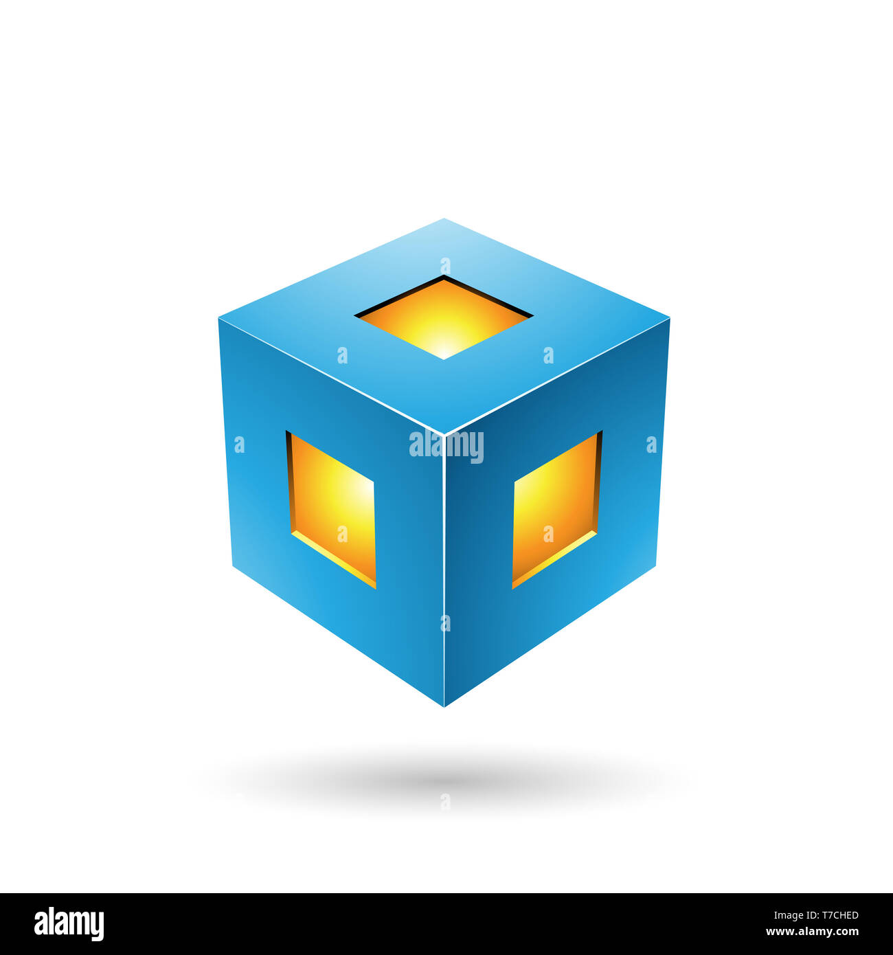 Vector Illustration of Blue Bold Lantern Cube isolated on a white ...