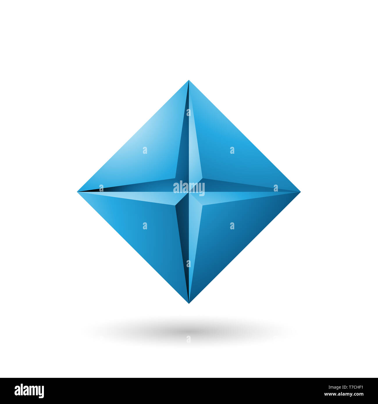 Vector Illustration of Blue Diamond Icon with a Star Shape isolated on ...